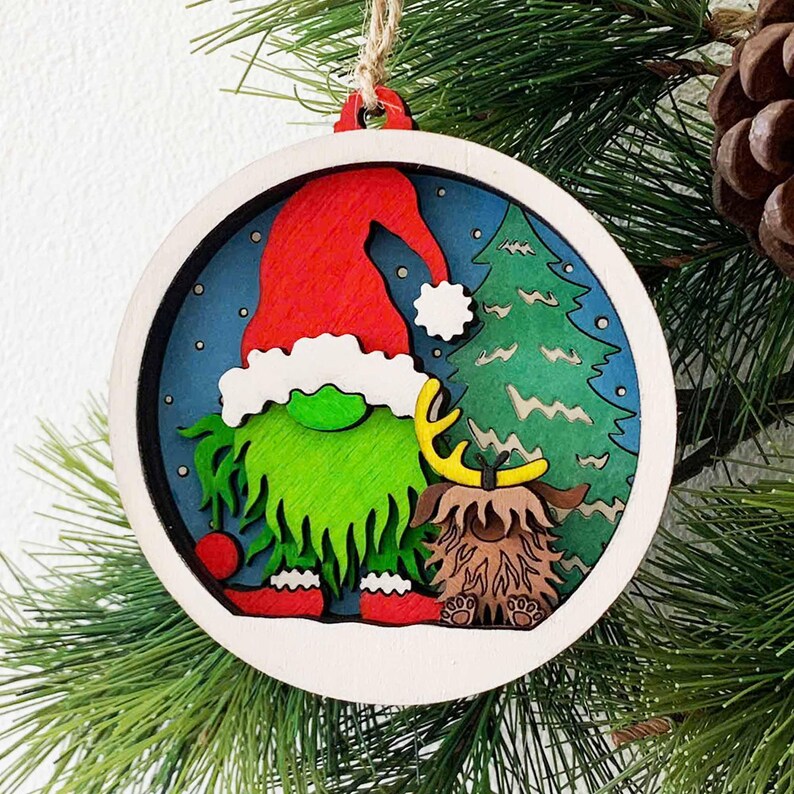 Christmas Gnome Ornament Laser Cut File: Christmas Decoration (digital ...