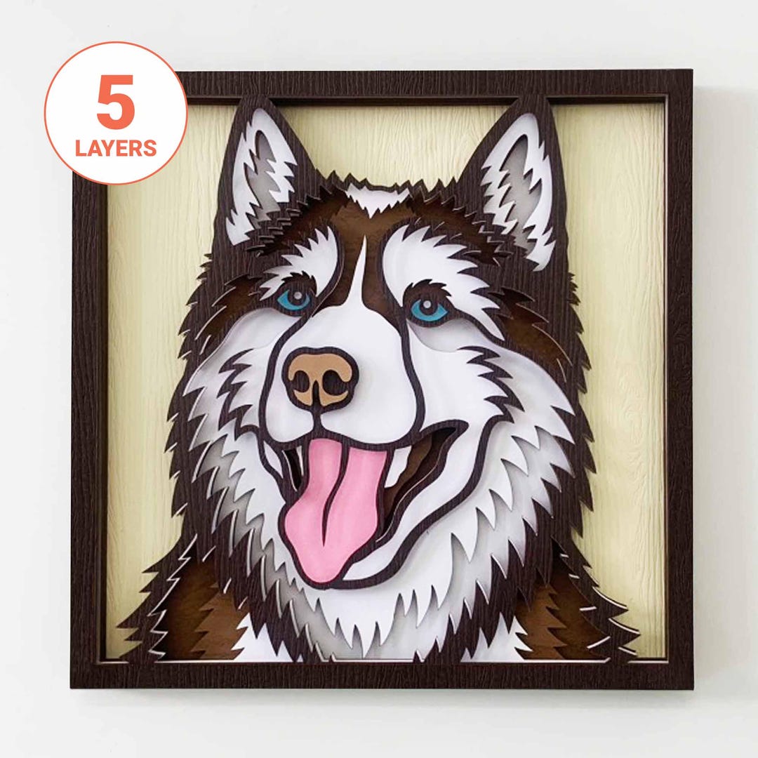 Husky 3D Laser Cut SVG/ 3D Dog Mandala Wall Art/ Cheerful Husky 3D SVG ...
