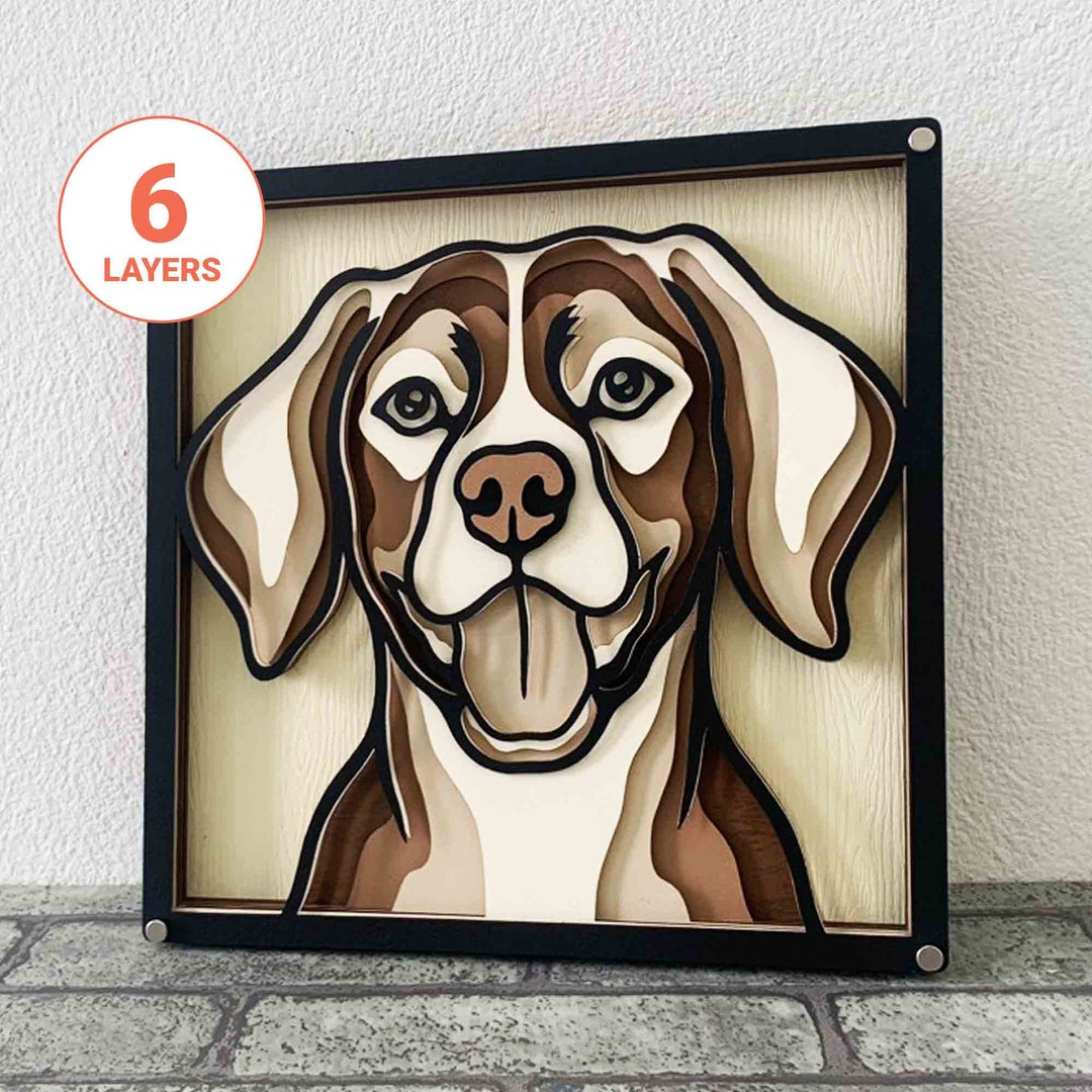Smiley Beagle 3D Laser Cut SVG/ Beagle Dog SVG for Wood/ 3D Dog Mandala Wall Art/ File for ...