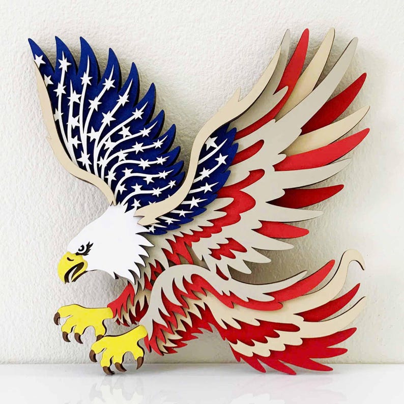 3D American Eagle Laser Cut File: Patriotic Wall Art (digital Download ...