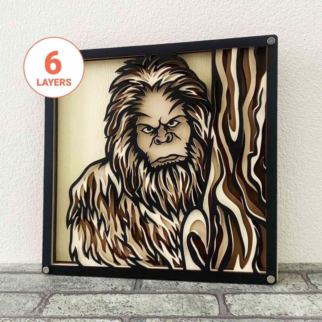 Bigfoot 3D Laser Cut SVG/ Layered Bigfoot for Wood/ 3D Sneaky Bigfoot ...