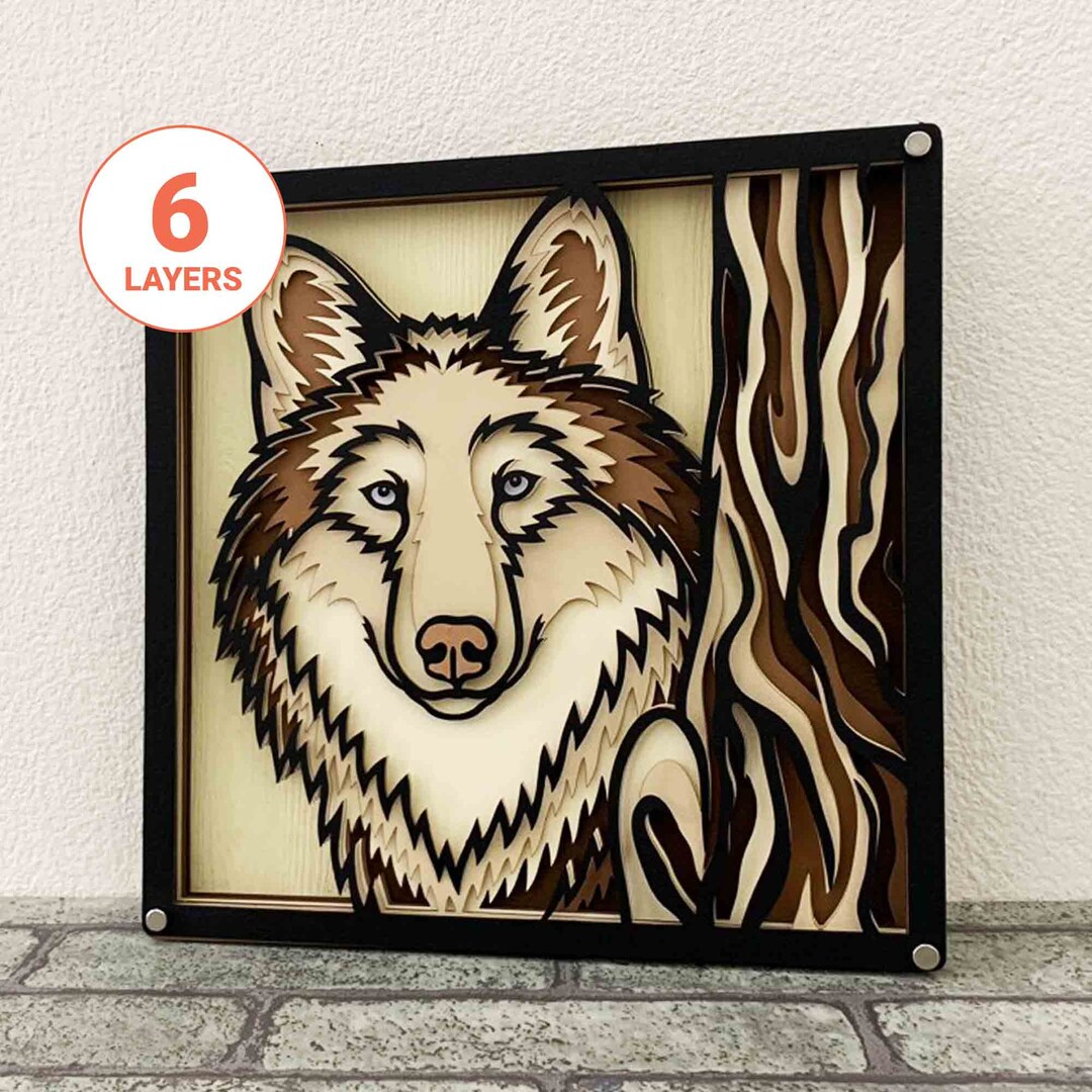 Wolf 3D Laser Cut SVG/ 3D Layered Wolf for Wood/ Sneaky Wolf Mandala ...