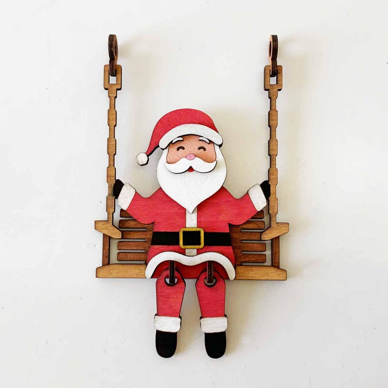 3D Santa on Swing Laser Cut File: Santa and Snowman - Christmas ...