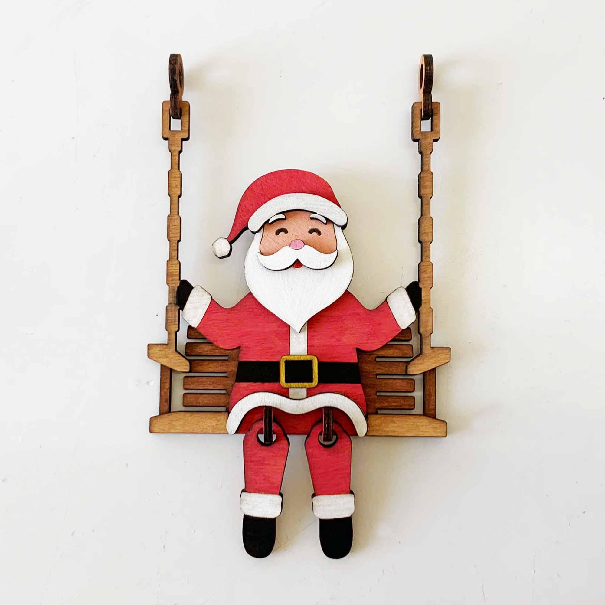 3D Santa on Swing Laser Cut File: Santa and Snowman - Christmas ...