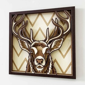 Stag 3D Laser Cut SVG/ Mountain Deer SVG for Wood/ 3D Stag Mandala Wall ...