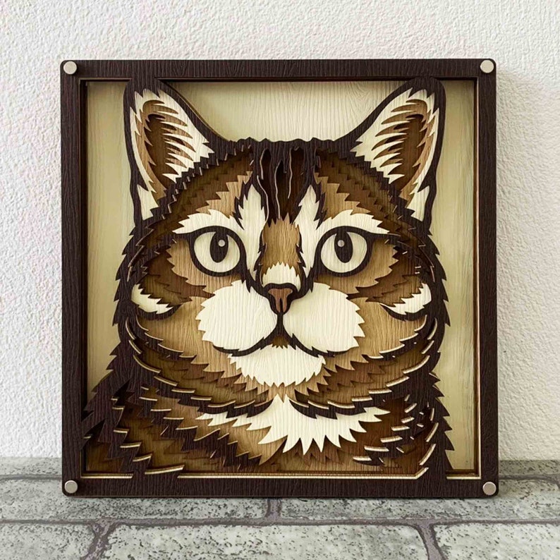 Cat 3D Laser Cut SVG/ 3D Cat Mandala Wall Art/ Shorthair Cat - Etsy