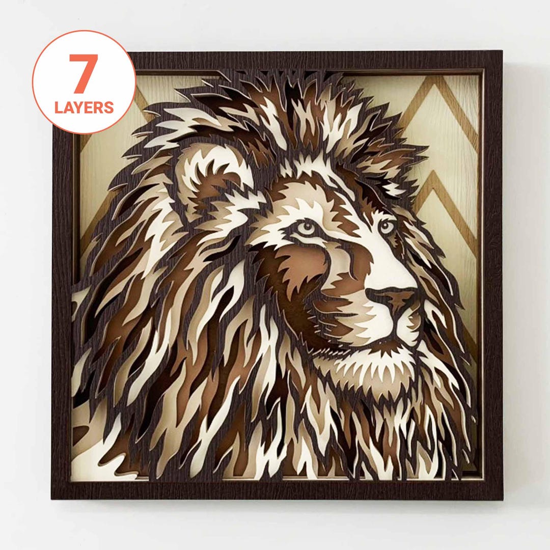 3D Lion Layered SVG: Laser Cut Animal Wall Art (digital Download) - Etsy