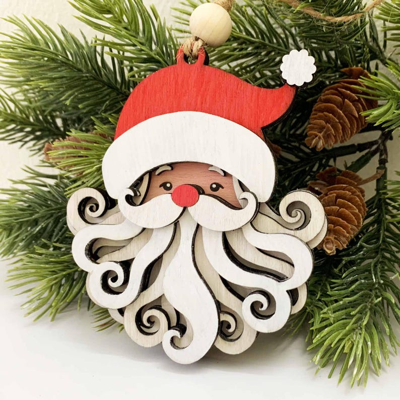 3D Santa Ornament Laser Cut File: Christmas Decoration (digital ...