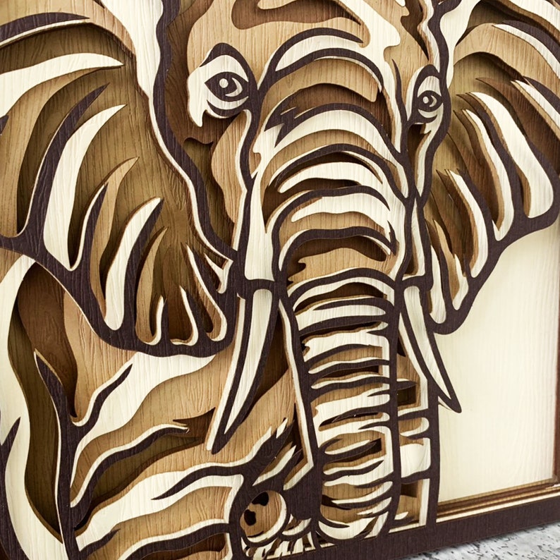 Elephant 3D Laser Cut SVG/ Layered Elephant SVG for Wood/ 3D - Etsy