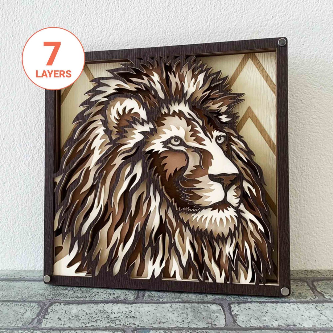 Lion 3D Laser Cut SVG/ Lion SVG for Wood/ 3D Animal Mandala Wall Art ...