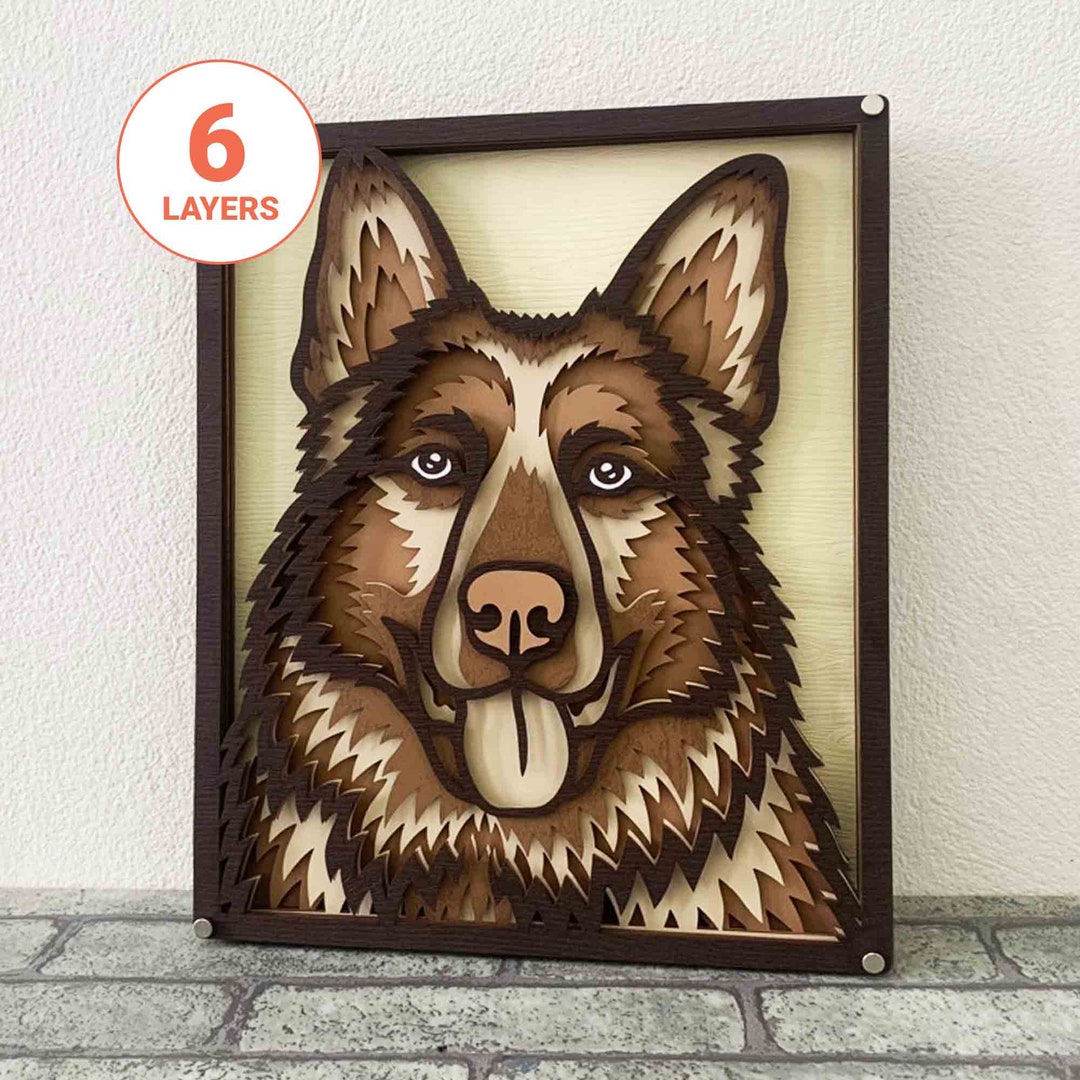 German Shepherd 3D Laser Cut SVG/ 3D Dog Layer SVG for Wood/ 3D Dog ...