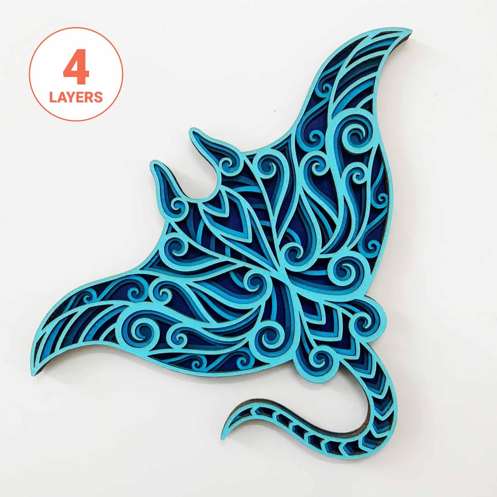 Stingray 3D Laser Cut SVG/ Layered Stingray for Wood/ Stingray Mandala ...