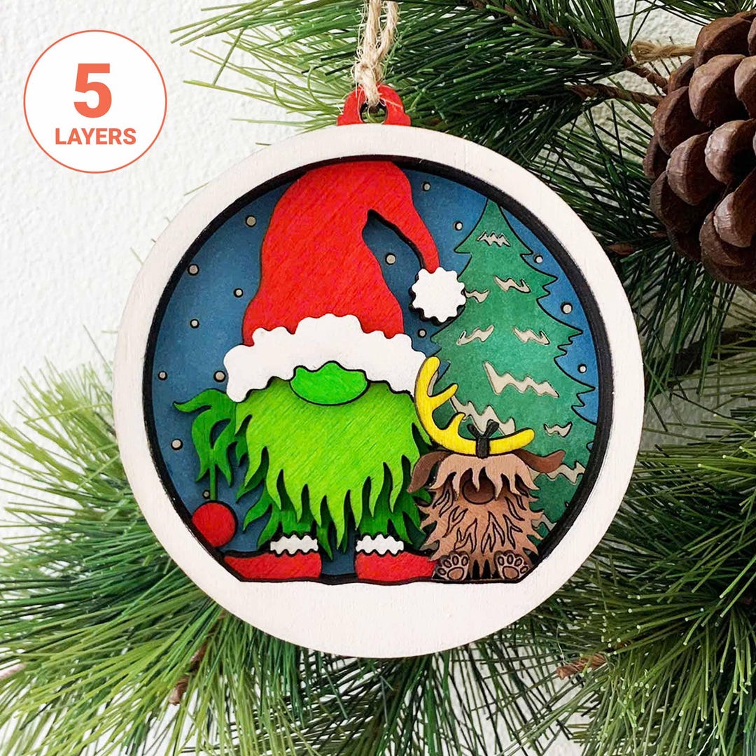 Christmas Gnome Ornament Laser Cut File: Christmas Decoration (digital ...