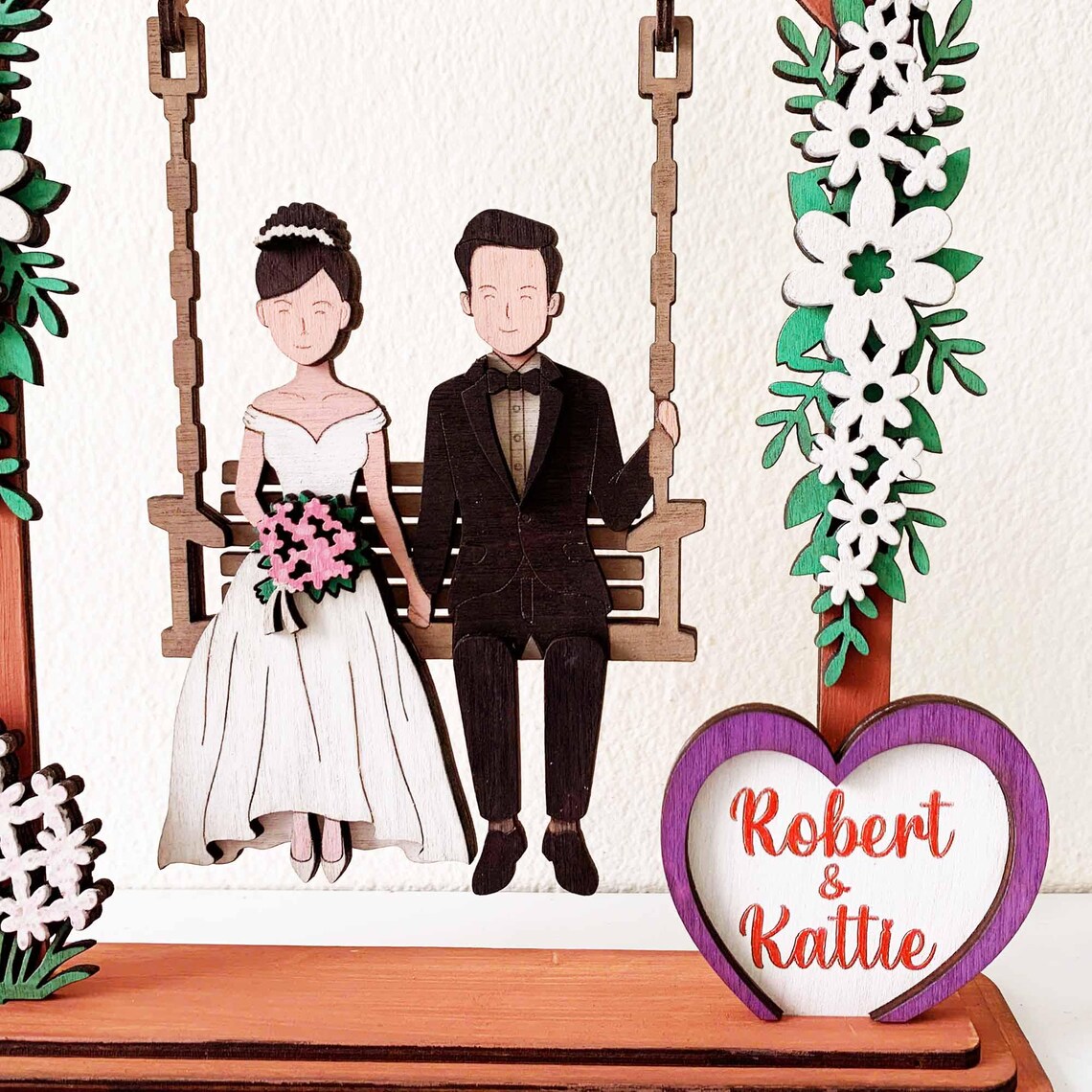 Bride and Groom on Swing Laser Cut File: Wedding Decoration ...