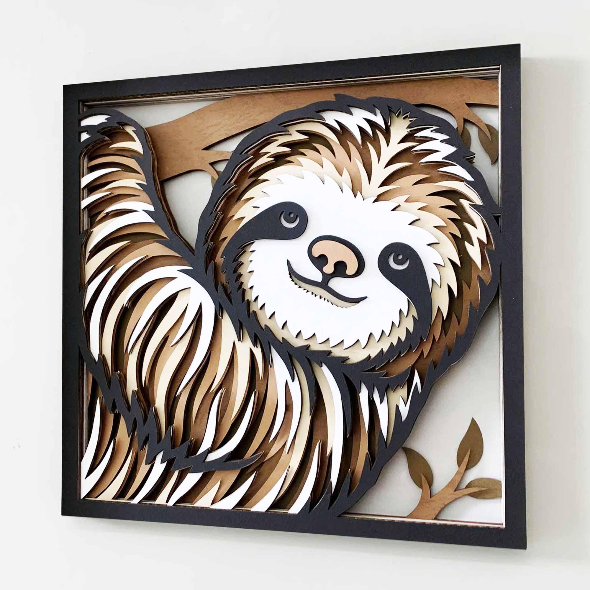 3D Sloth Layered SVG: Wall Art Laser Cut, Cricut (digital Download) - Etsy