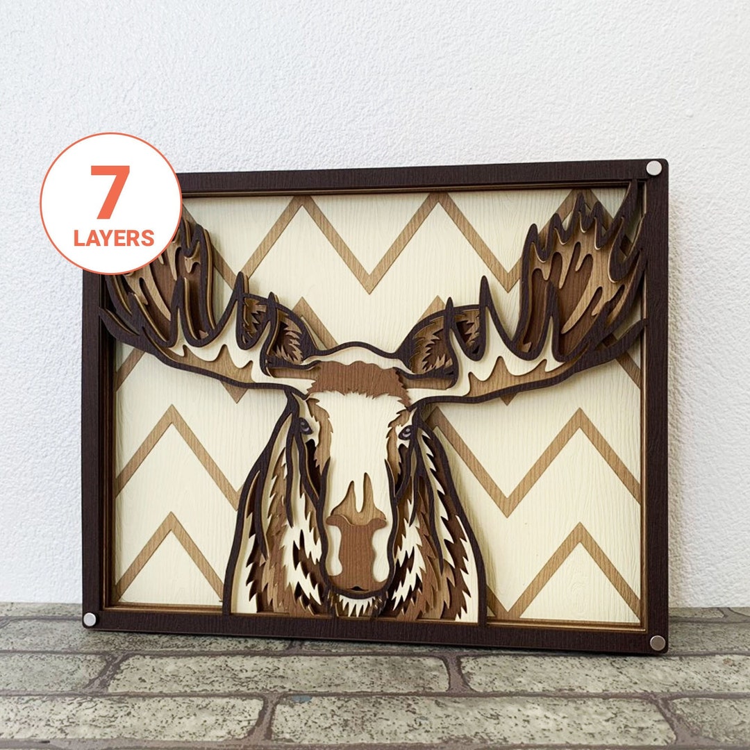 Moose 3D Laser Cut SVG/ Multilayer Wild Animal SVG/ 3D Moose Mandala ...