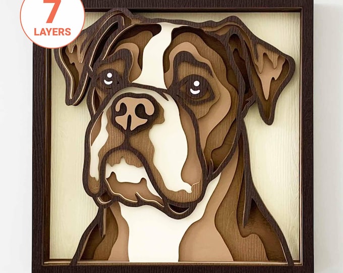 Boxer Dog 3D Shadow Box SVG/ 3D Layer Colorful Boxer/ Dog Mandala 3D ...