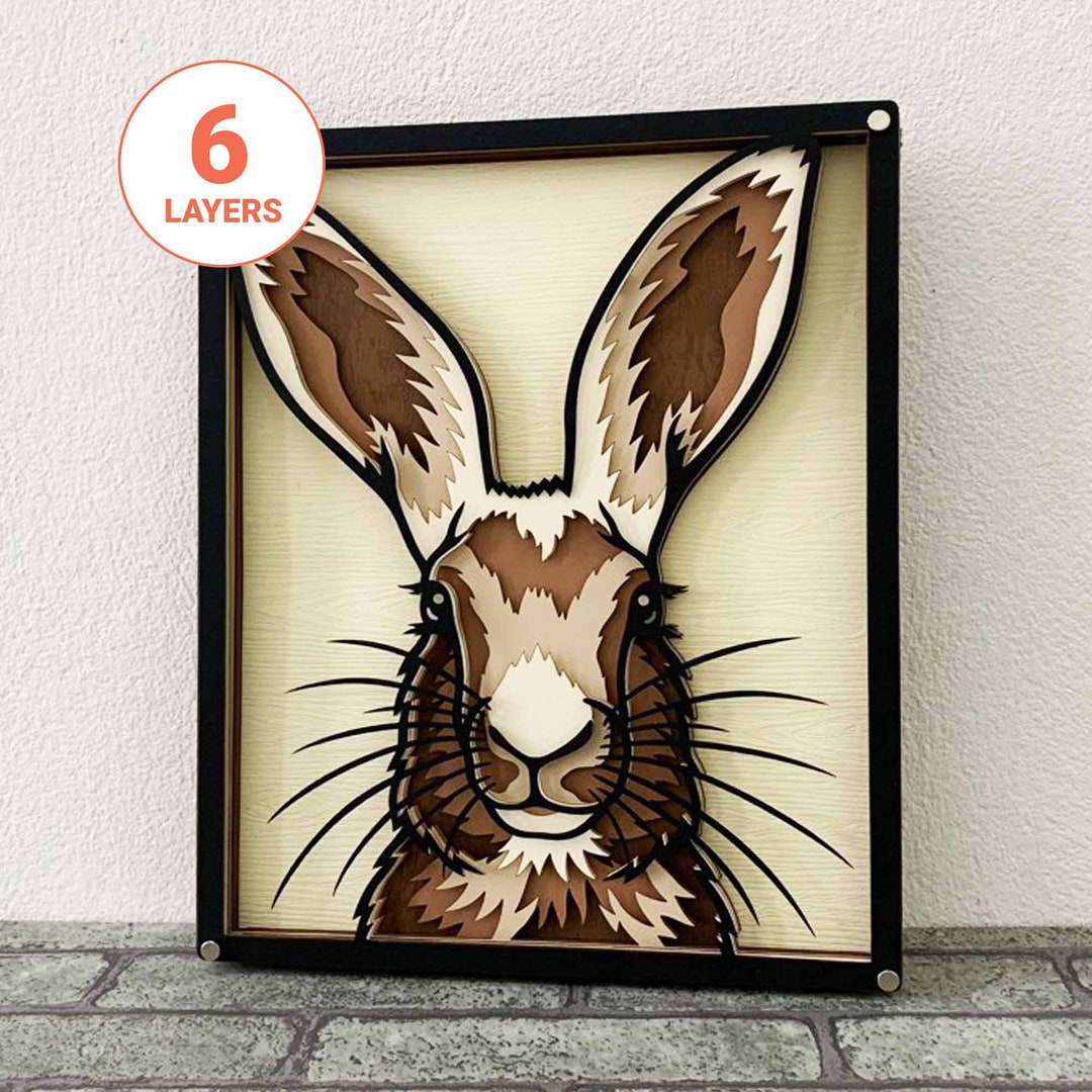 Hare 3D Laser Cut SVG/ Hare SVG for Wood/ 3D Animal Mandala Wall Art ...
