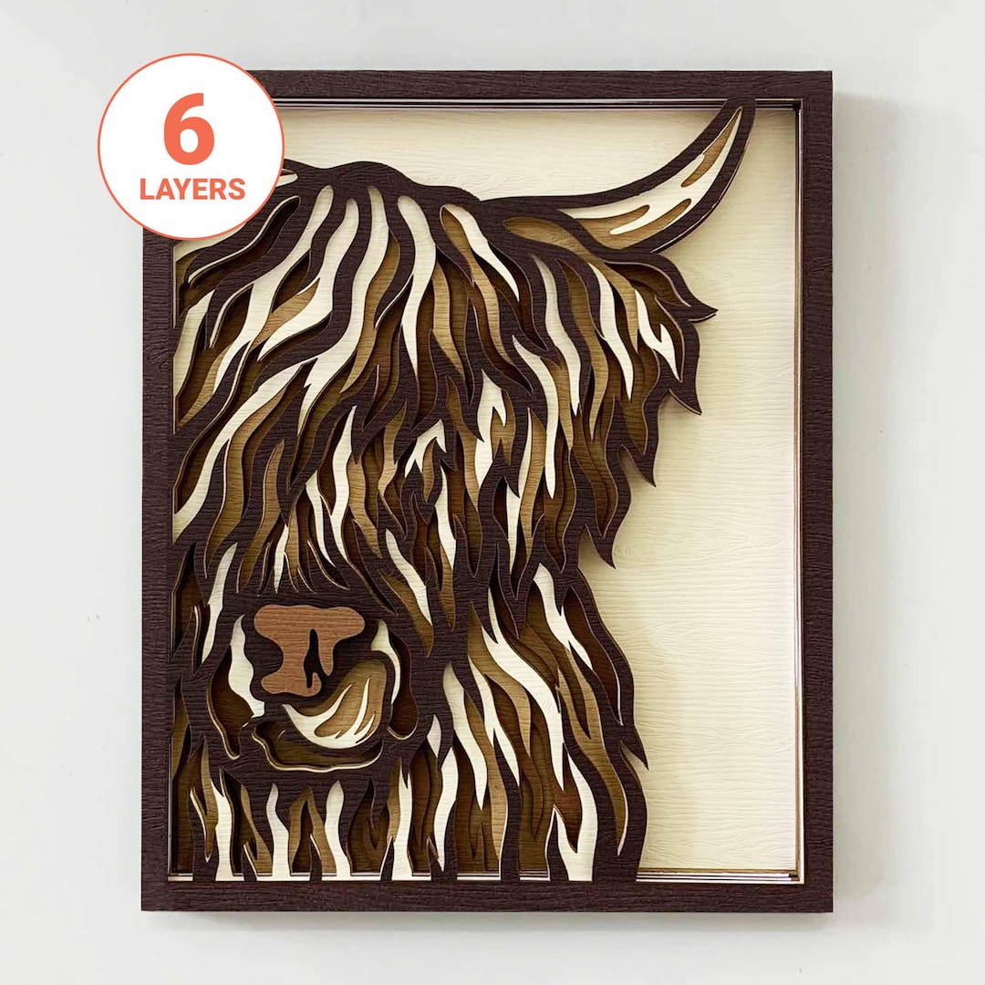 3D Highland Cow Wall Art SVG, Laser Cut File (digital Download) - Etsy