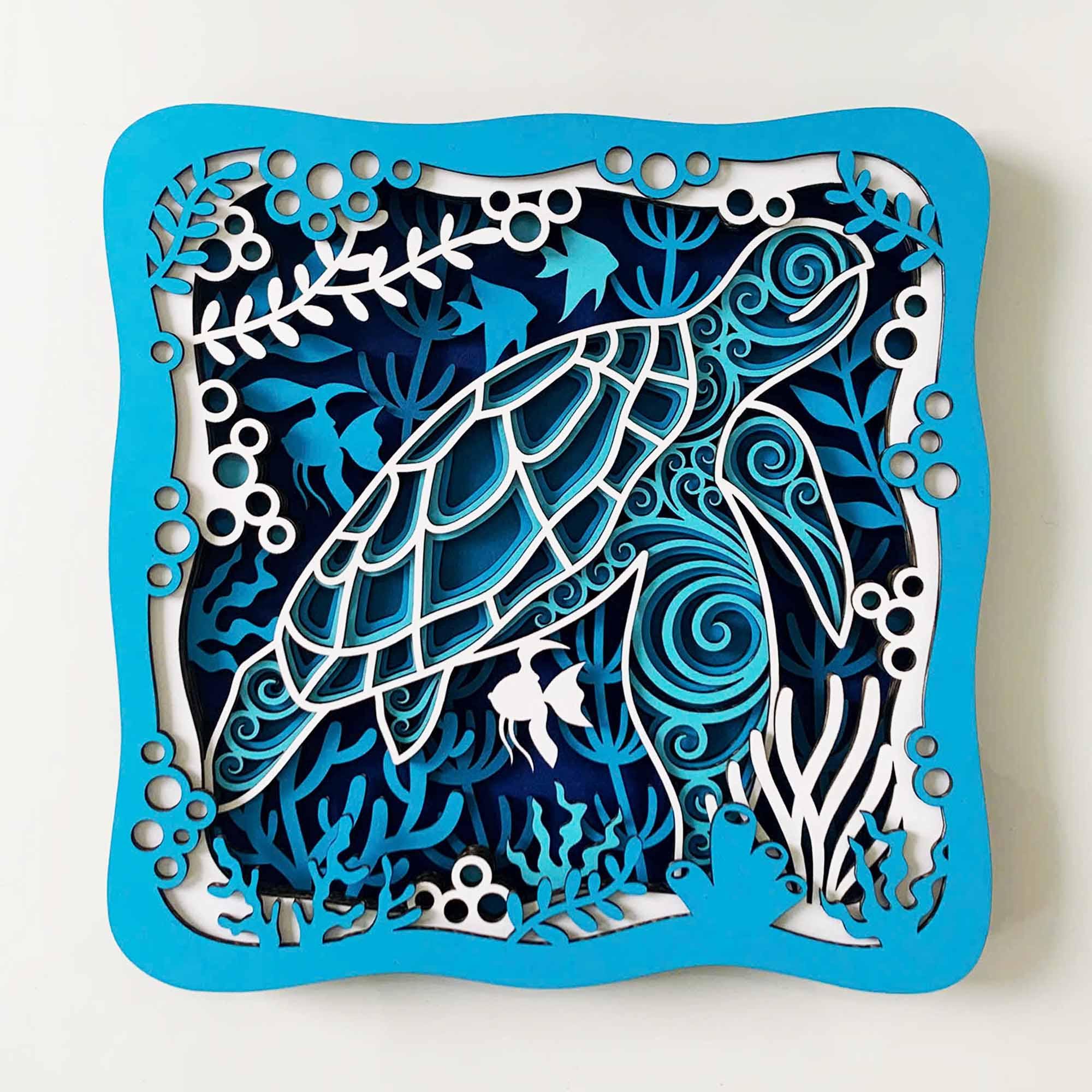 Turtle Ocean Laser Cut File: 3D Layered Mandala Wall Art (digital ...