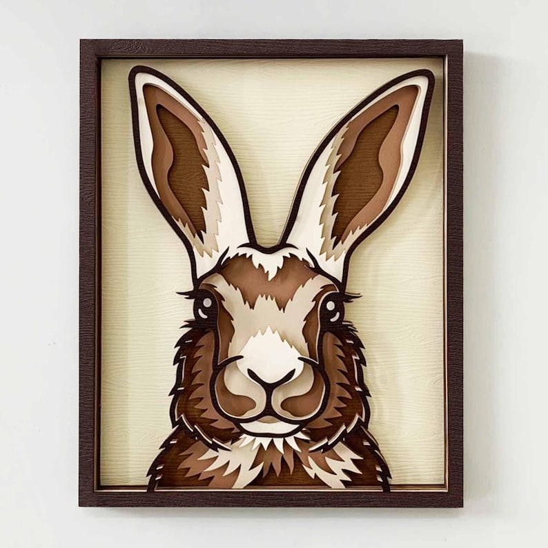 3D Rabbit Layered SVG: Laser Cut Animal Wall Art (digital Download) - Etsy