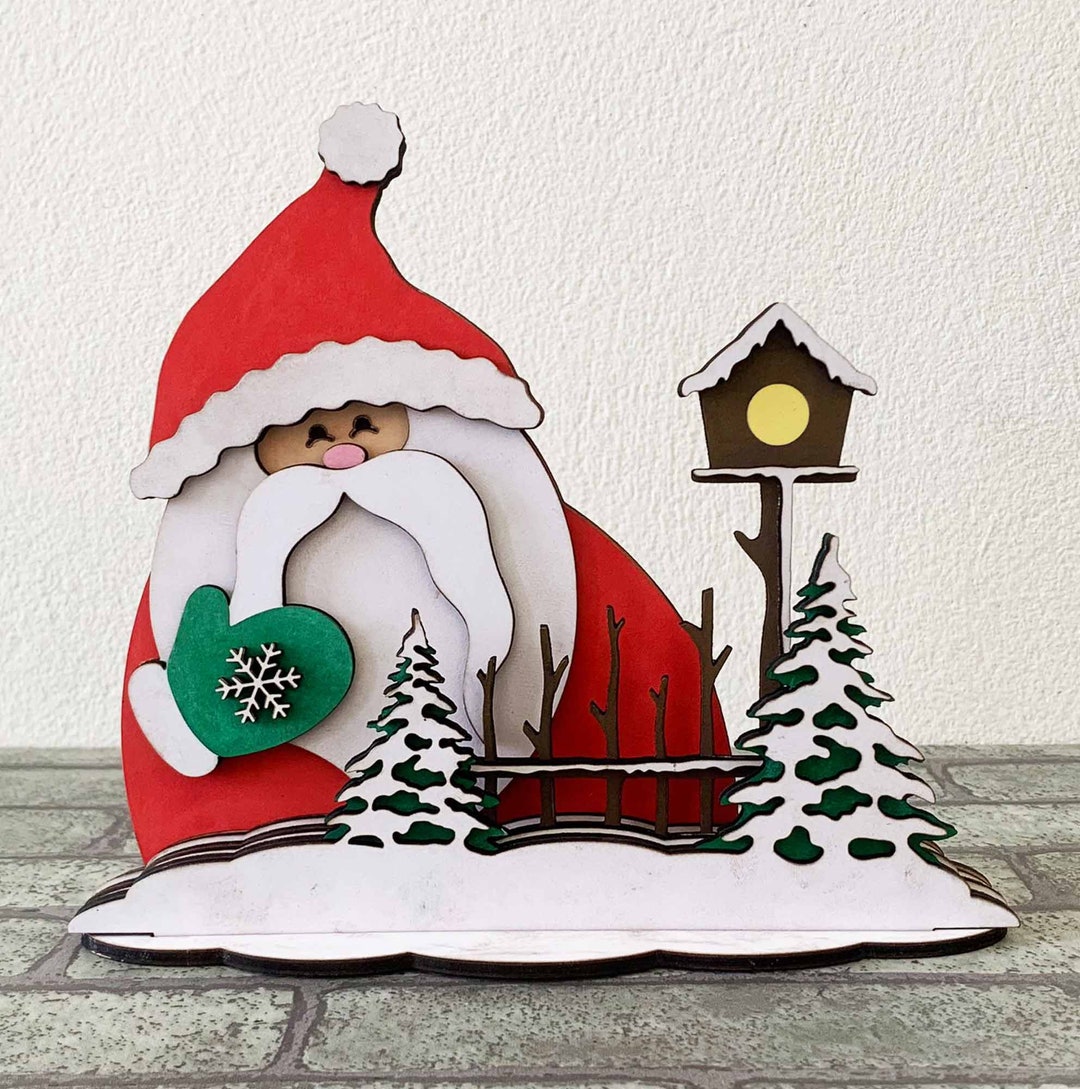 Santa Self Standing 3D Laser Cut SVG/ Ornament Santa Laser Cut File ...
