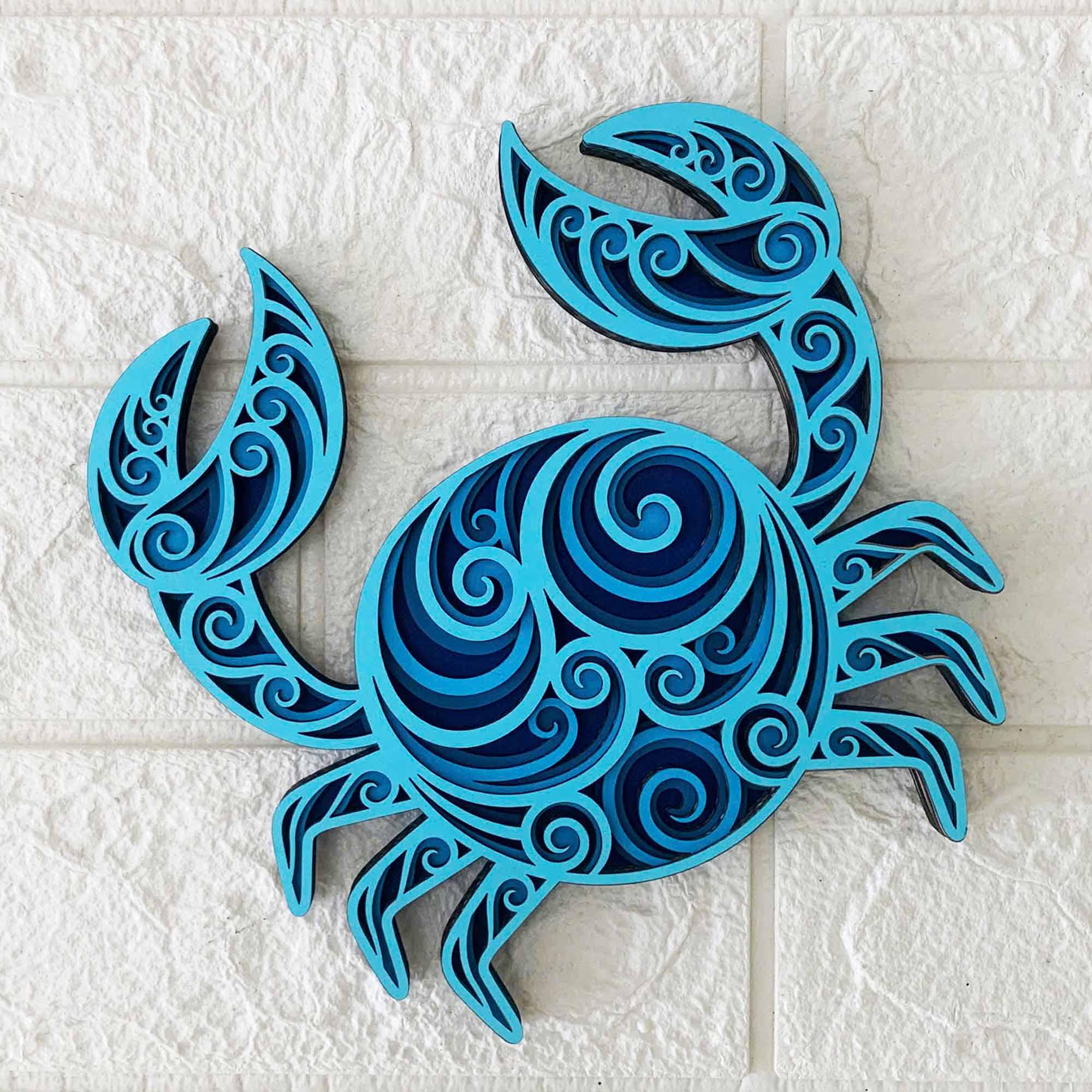 Krabbe 3D Laser Cut SVG / geschichtete Krabbe für Holz / 3D Mandala ...
