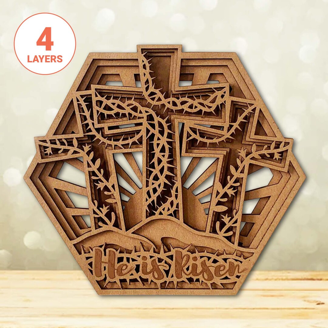 3D Jesus Cross Laser Cut File: He is Risen (digital Download) - Etsy