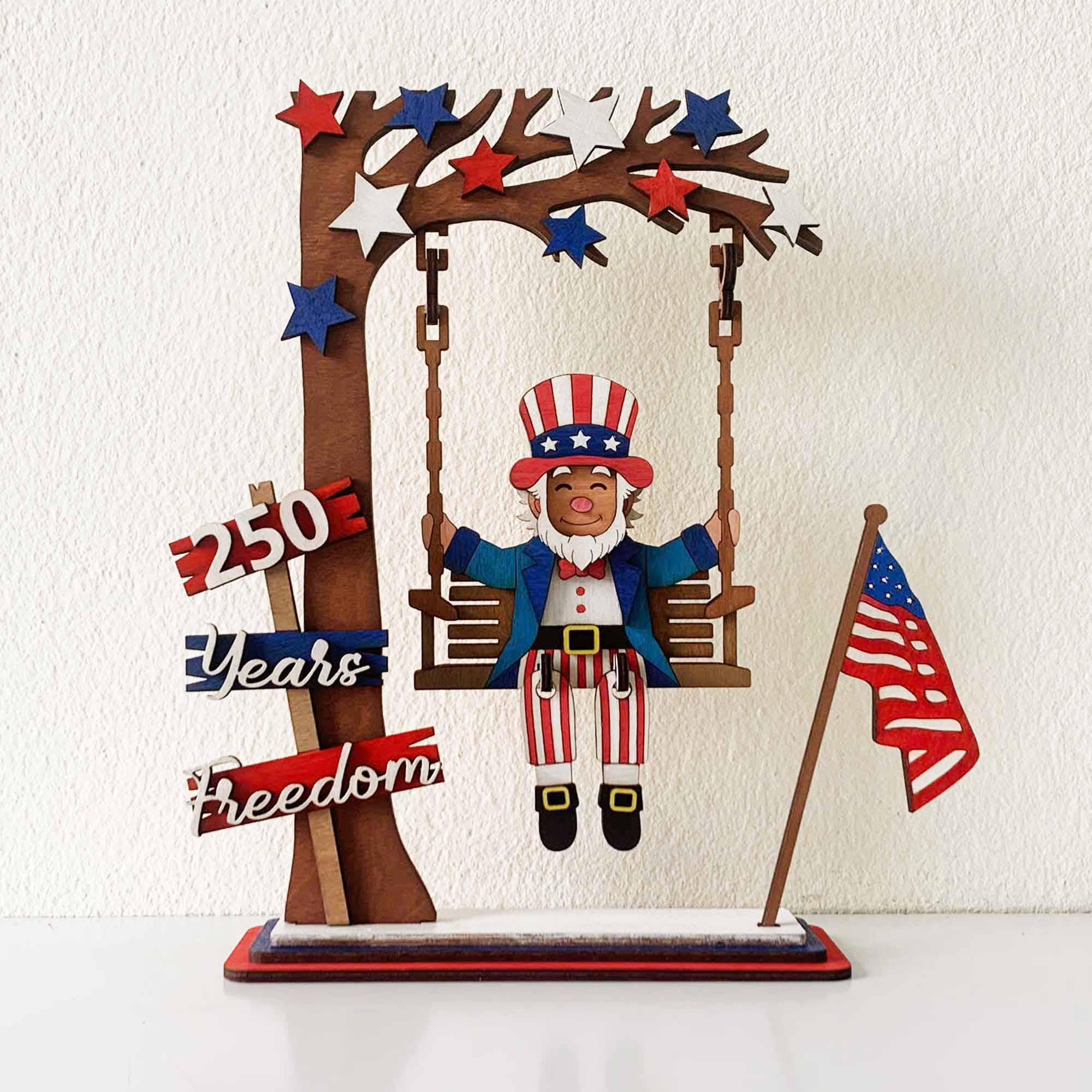 Uncle Sam on Swing 3D Laser Cut File: Patriot, Independence Day Decor ...