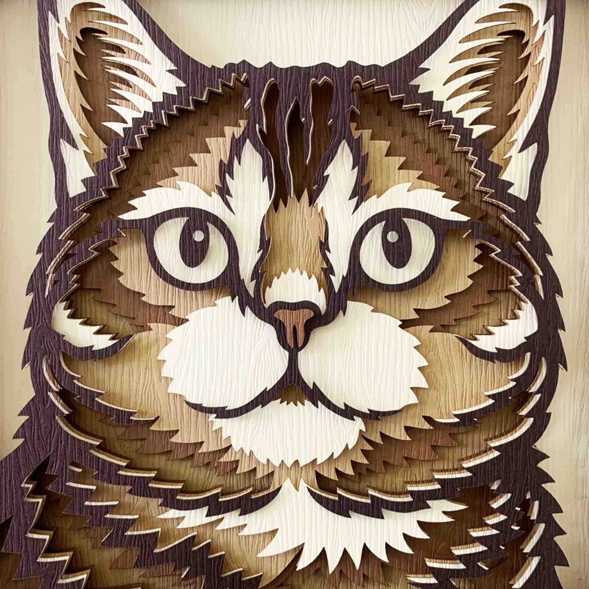 Cat 3D Laser Cut SVG/ 3D Cat Mandala Wall Art/ Shorthair Cat - Etsy