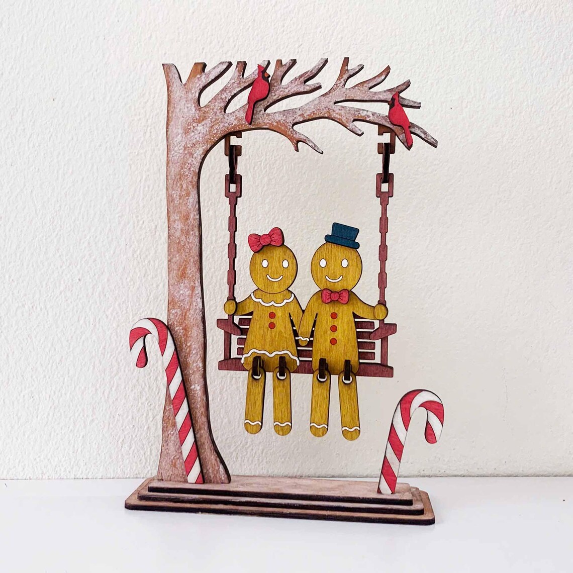 3D Gingerbread Couple on Swing Laser Cut File: Christmas Decoration ...