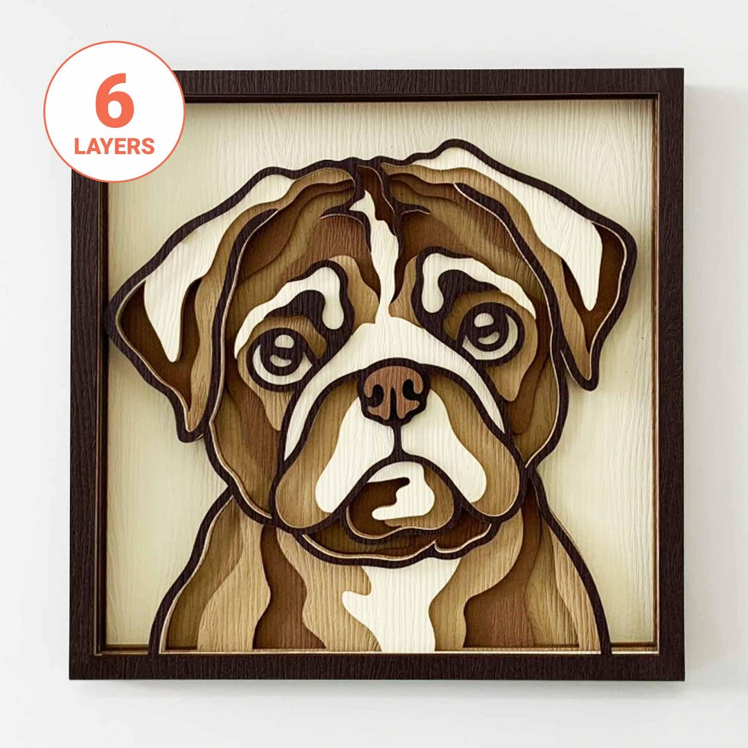 Pug 3D Laser Cut SVG/ 3D Dog Mandala Wall Art/ Layered SVG Pug/ Pet ...