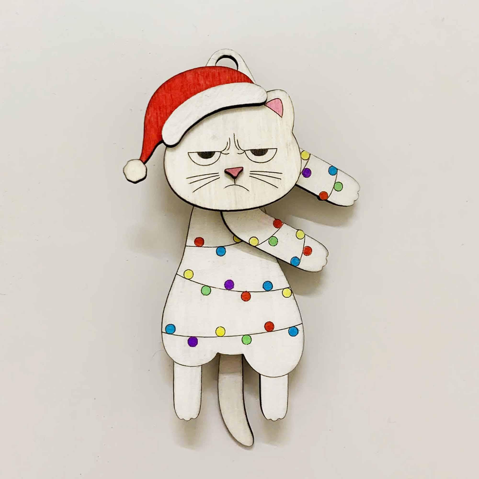 Cat Hanged on Christmas Tree Laser Cut File: Wiggly Christmas ...