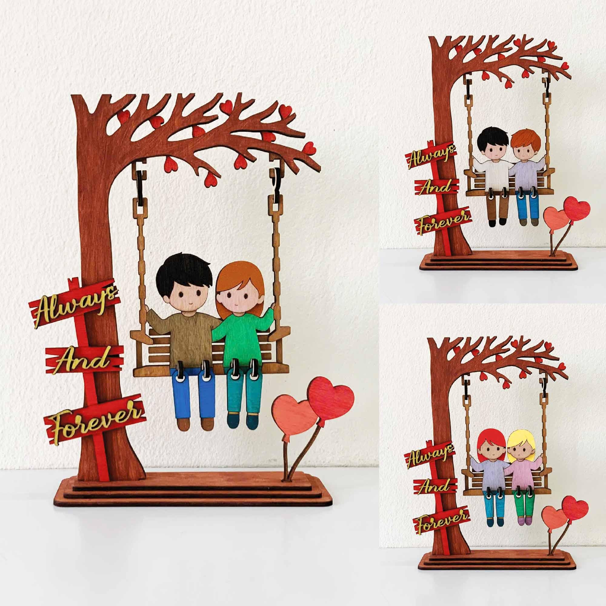 3D Couple on Swing Laser Cut File - 3 Designs: Valentine Decoration ...