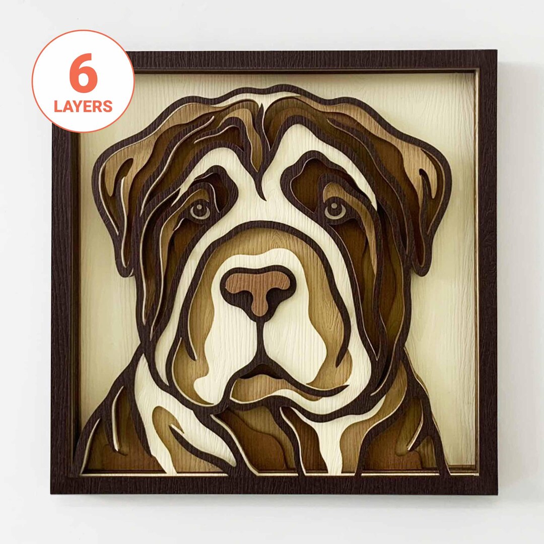 Shar Pei 3D Laser Cut SVG/ Shar Pei Dog SVG for Wood/ 3D Dog Mandala ...
