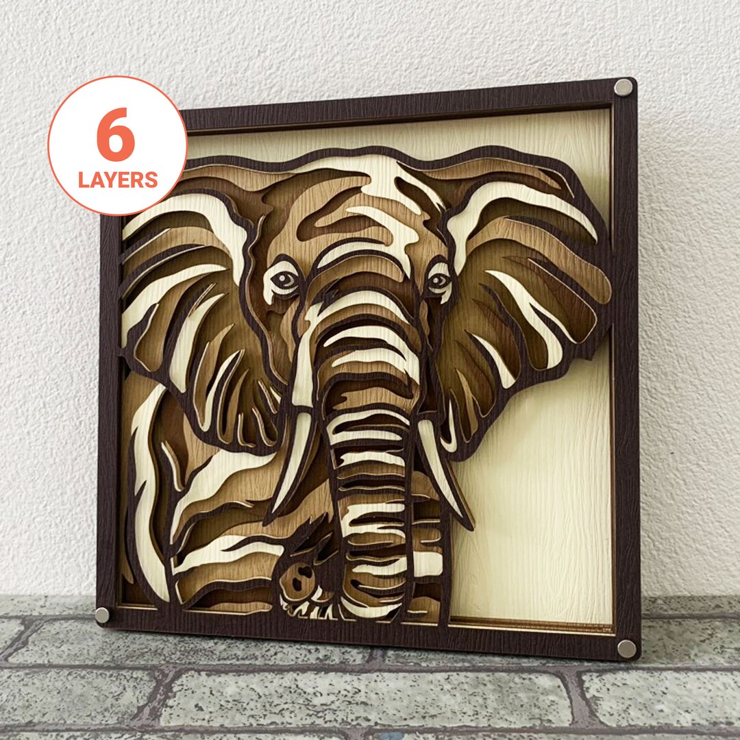 Elephant 3D Laser Cut SVG/ Layered Elephant SVG for Wood/ 3D Animal ...