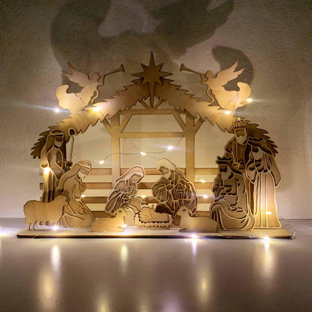3D Nativity Scene Laser Cut File: Christmas Decoration (digital ...