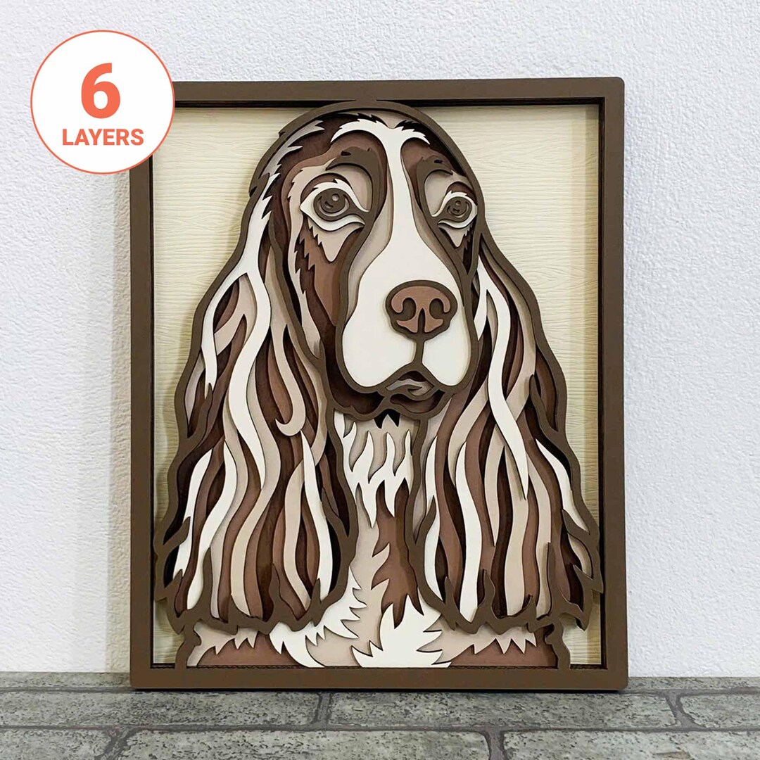 Cocker Spaniel 3D Laser Cut SVG/ 3D Dog Layer SVG for Wood/ 3D Dog ...