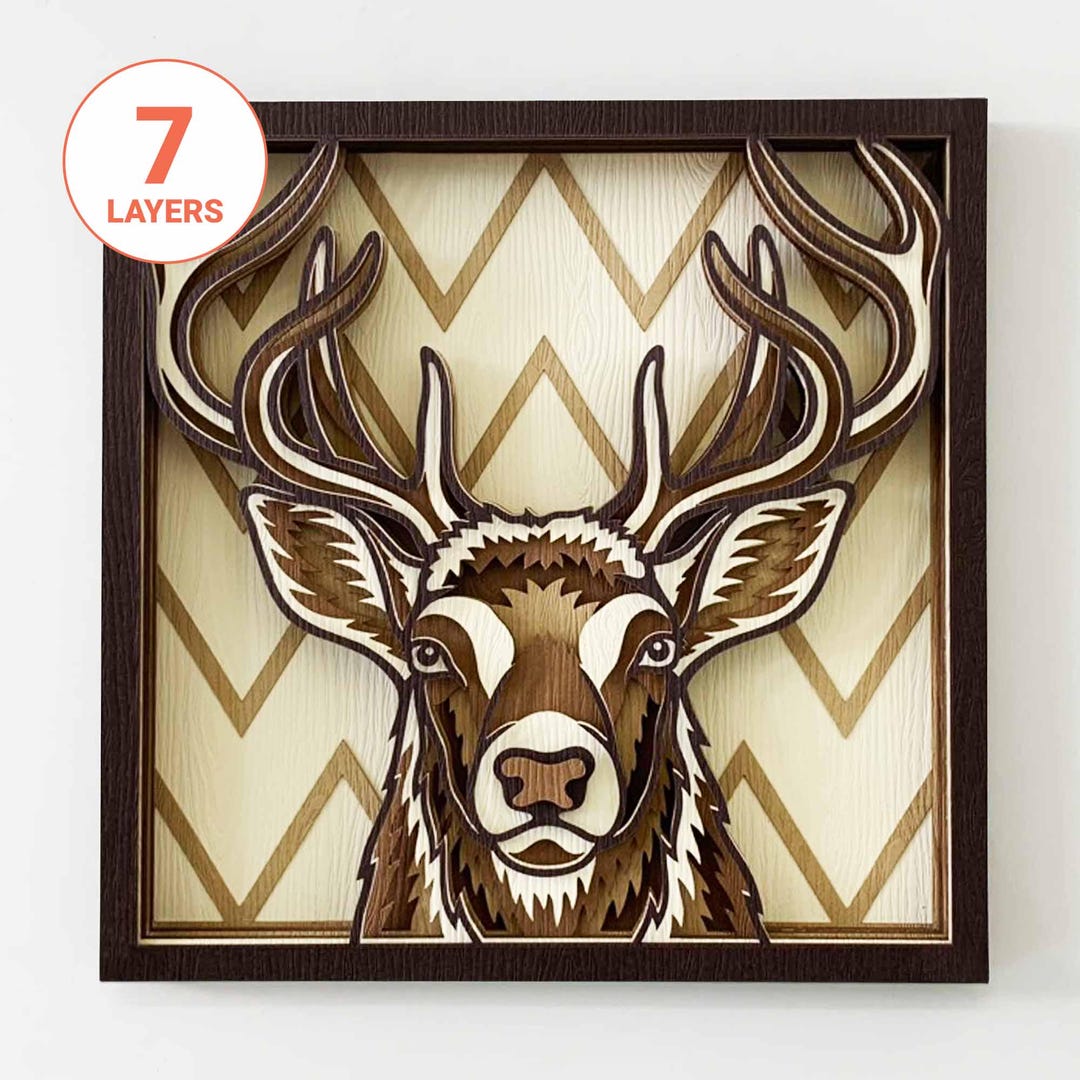 3D Stag/ Deer Layered SVG: Laser Cut Wild Animal Wall Art (digital ...