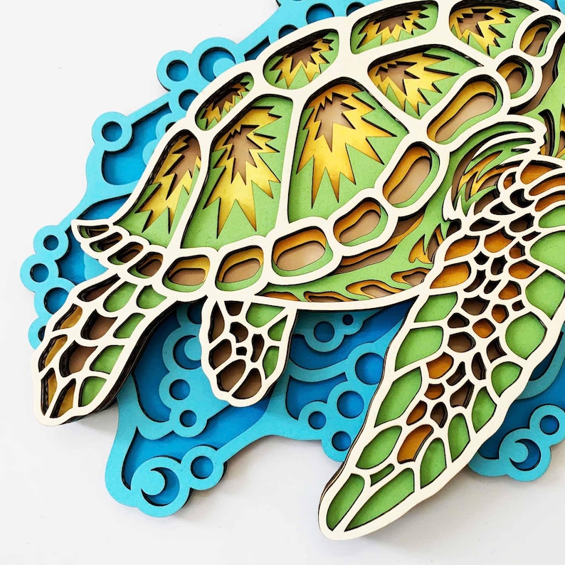 3D Sea Turtle Mandala Laser Cut File: Beach House Decoration (digital ...