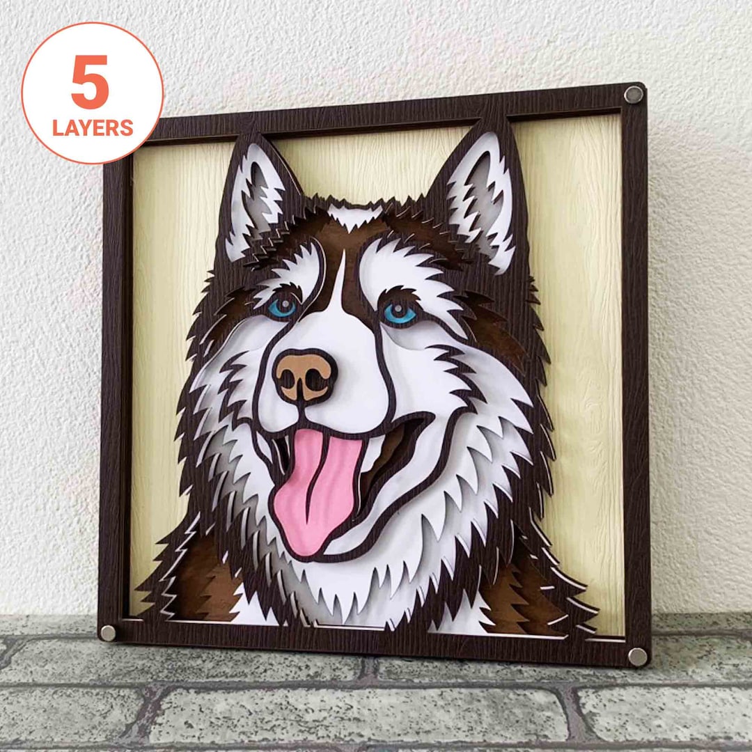 Husky 3D Laser Cut SVG/ 3D Dog Mandala Wall Art/ Alegre Husky 3D SVG ...