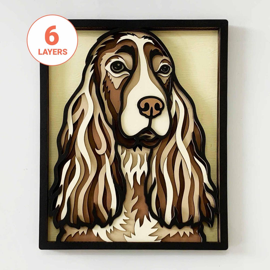 Cocker Spaniel 3D Laser Cut SVG/ 3D Dog Layer SVG for Wood/ 3D Dog ...