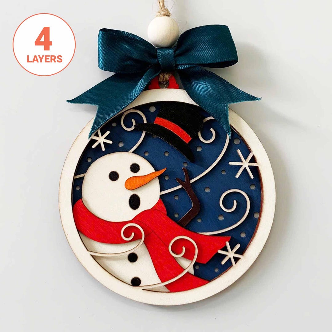 3D Snowman Winter Ornament Laser Cut File: Christmas Decoration ...
