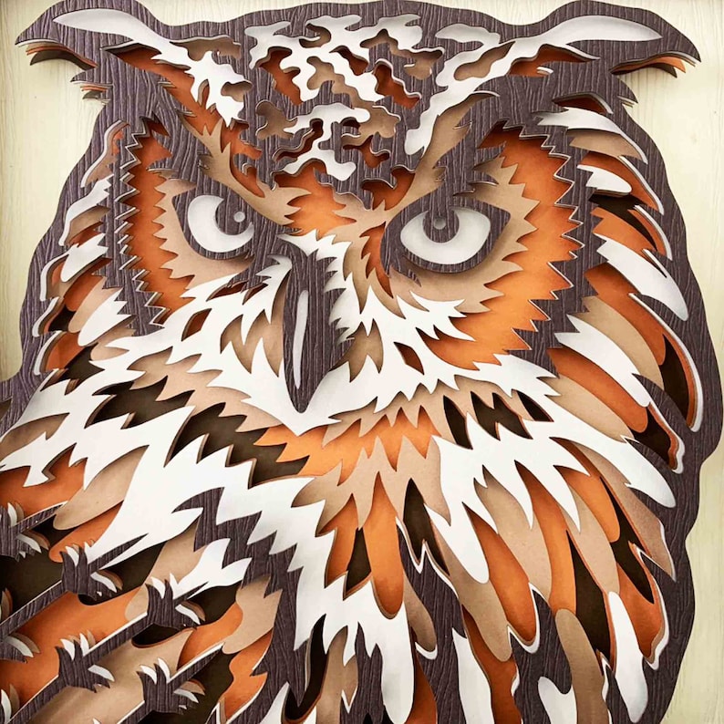 Owl 3D Laser Cut SVG/ Owl SVG for Wood/ 3D Animal Mandala Wall - Etsy UK