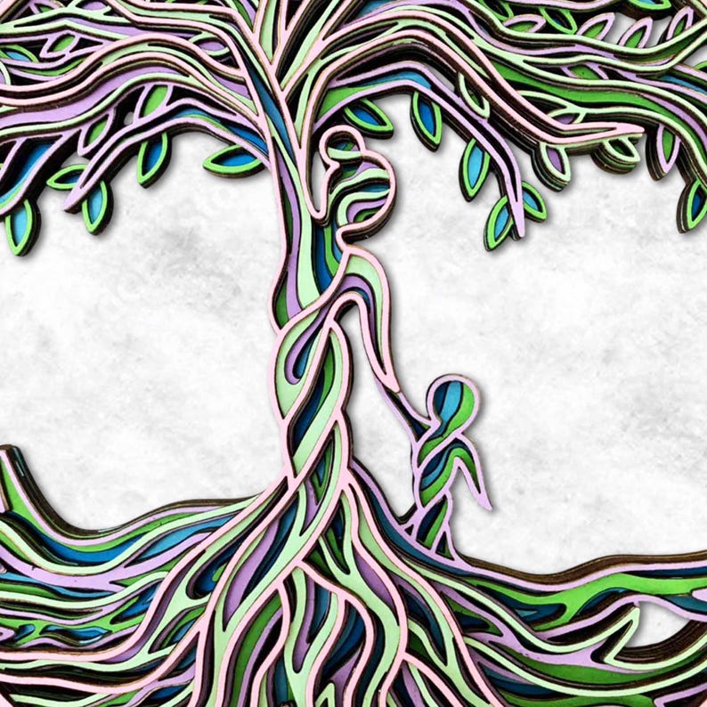 Mother Tree of Life 3D Layered SVG Bundle: Laser Cut Wood Gift (digital ...