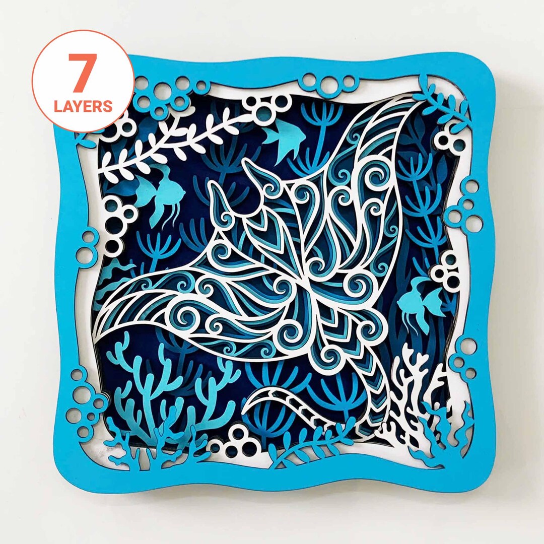 Stingray Ocean 3D Wall Art SVG/ 3D Mandala Stingray Laser Cut/ Layer ...