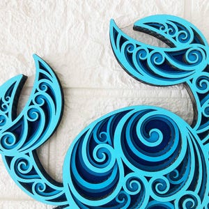 Krabbe 3D Laser Cut SVG / geschichtete Krabbe für Holz / 3D Mandala ...