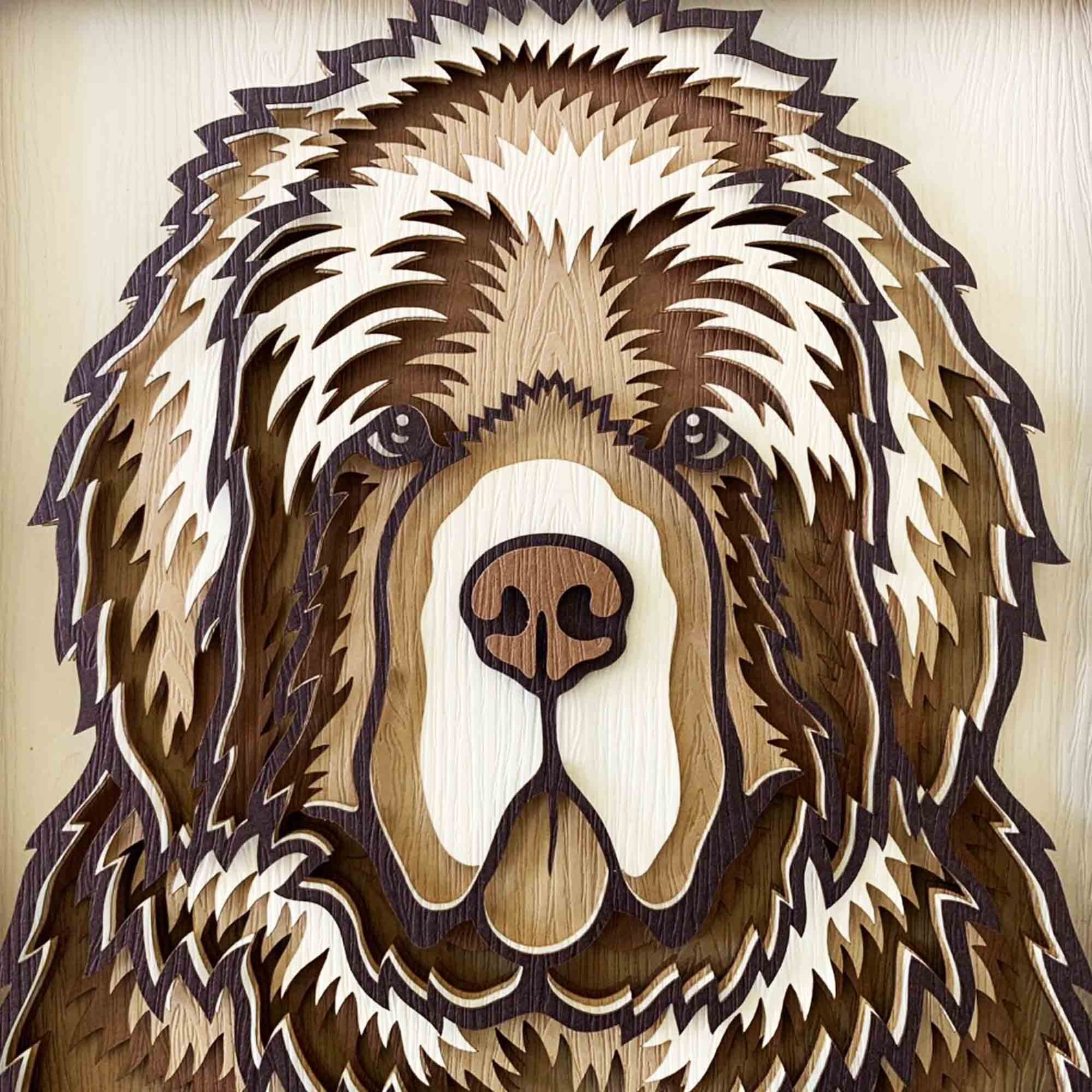 Newfoundland Dog 3D Layered SVG: Laser Cut Dog Wall Art (digital ...