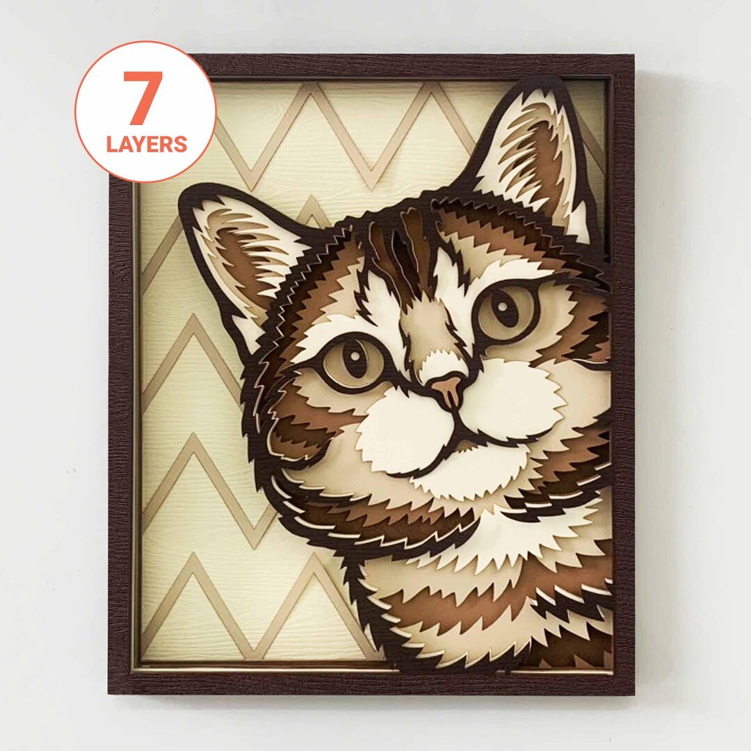 Peeking Cat 3D Layered SVG: Laser Cut Cat Wall Art (digital Download ...