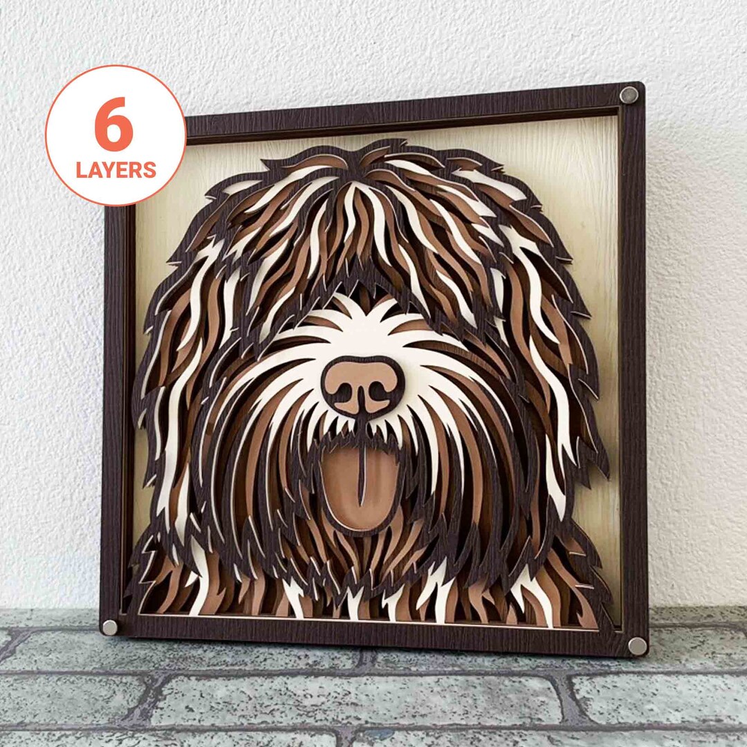 Perro pastor inglés 3D corte láser SVG/ Capa de perro 3D SVG para ...